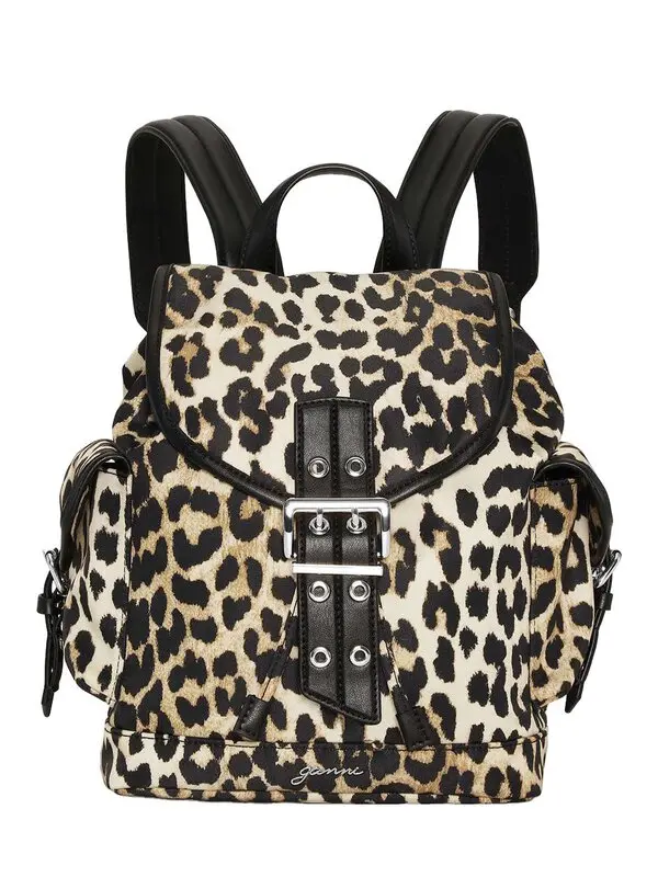 GANNI Leopard Print Nylon Bucky Backpack - Mixed