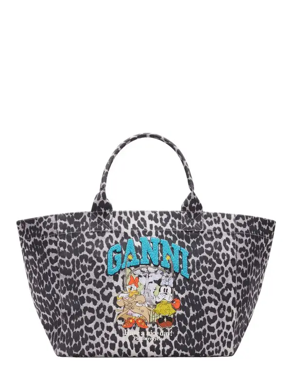 GANNI Minnie Mouse & Daisy Duck Printed Tote - Silver