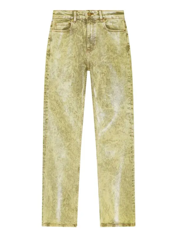 GANNI Acid Wash Straight Leg Jeans - Green