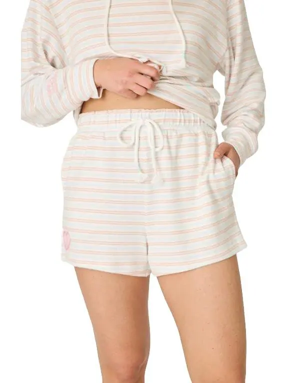 PJ Salvage Striped Jersey Shorts With Heart Embroidery - Stripe Multi