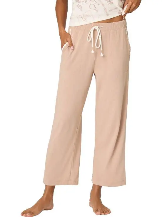 PJ Salvage Palms Away Crop Wide Leg Pants - Warm Taupe