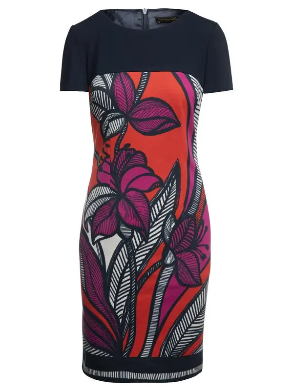 CONQUISTA Floral Knee-length Dress - Blue/red