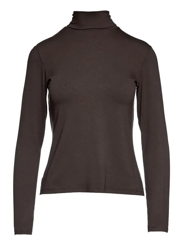 CONQUISTA Long Sleeve Polo Neck Jumper - Brown