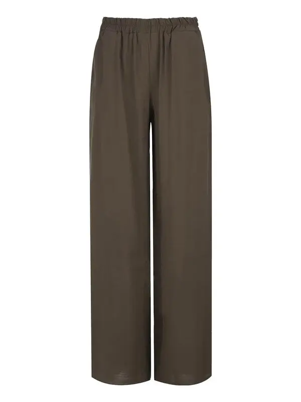 CONQUISTA Khaki Elegance Wide-leg Trousers - Green