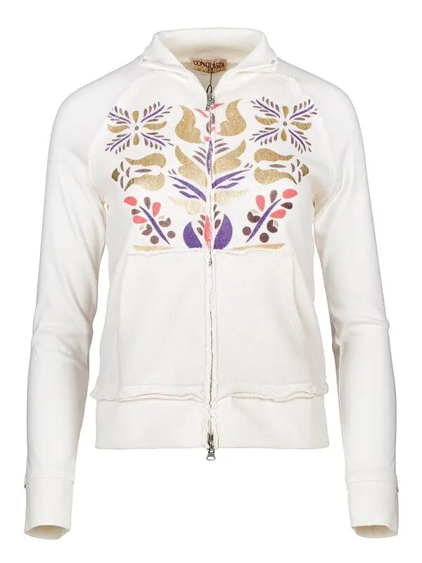 CONQUISTA Ecru Zip Cardigan With Pouch Pockets - Beige