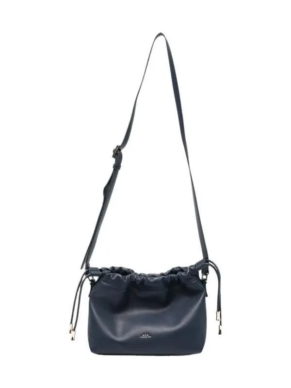 A.p.c. Navy Smooth Grain Shoulder Bag With Gold-tone Hardware - Blue