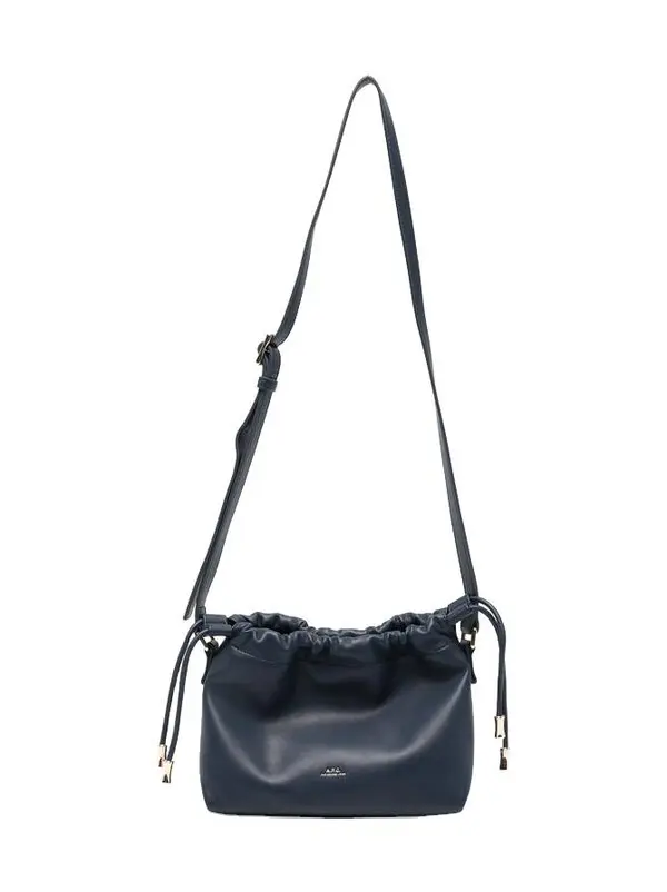 A.p.c. Navy Smooth Grain Shoulder Bag With Gold-tone Hardware - Blue