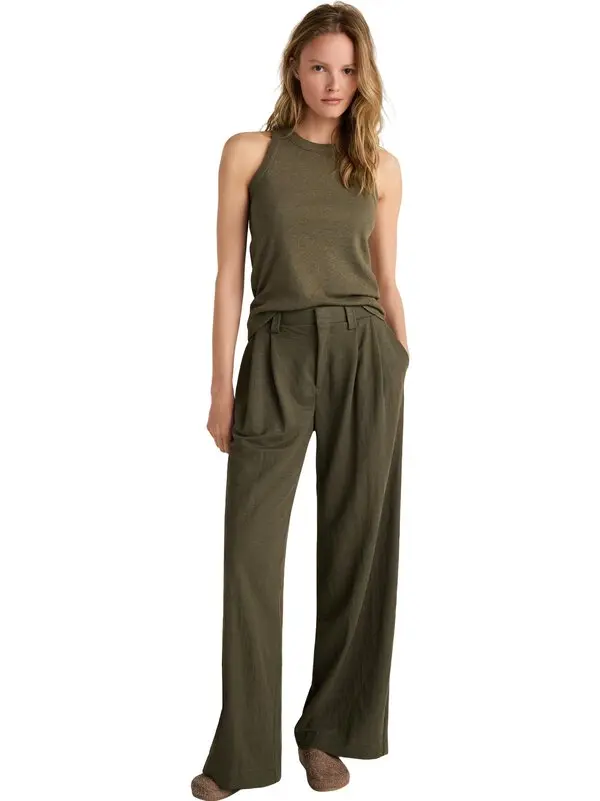 HAVEN WELL WITHIN Double Knit Pleated Wide Leg Trousers - Grape Leaf
