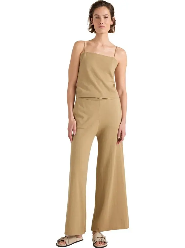 HAVEN WELL WITHIN Organic Cotton Jersey Wide Leg Pants - Truffle