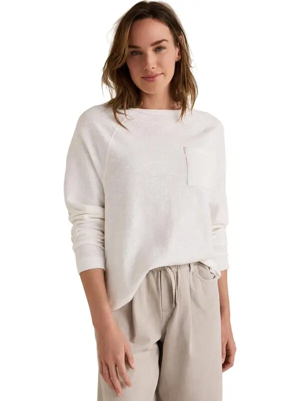 HAVEN WELL WITHIN Cotton Slub Jersey Raglan Top - Ivory
