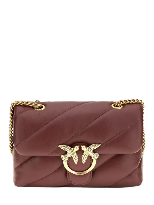 Pinko Love Mini Puff Leather Shoulder Bag - Bordeaux