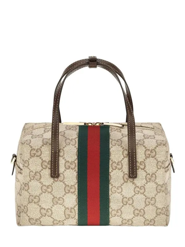 Gucci Mini Boston Handbag With Web Stripe - Beige