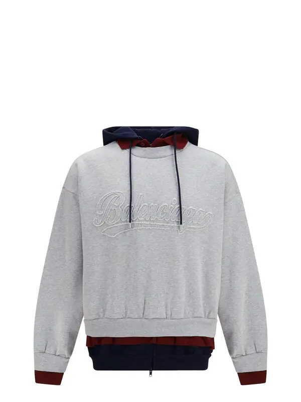 Balenciaga Layered Cotton Hoodie With Embroidered Logo - Multicolour