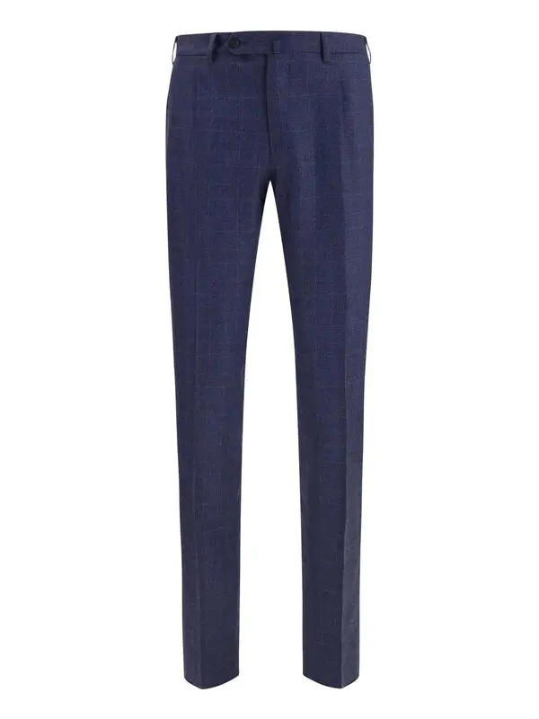 GERMANO Tailored Pants With Tone-on-tone Checked Pattern - Blue