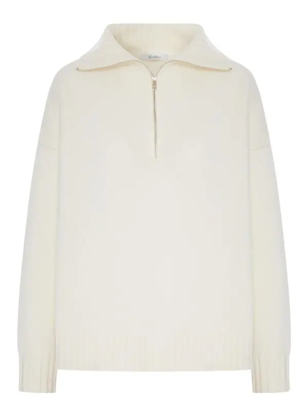 Max Mara Half-zip Long-sleeved Jumper - White
