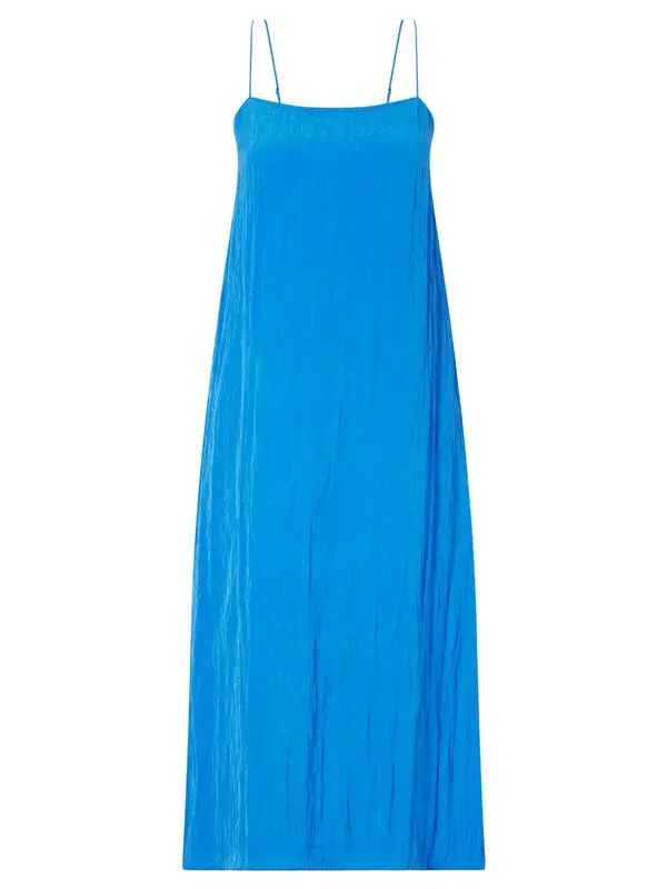 Tibi Crinkled Satin Midi Dress - Blue
