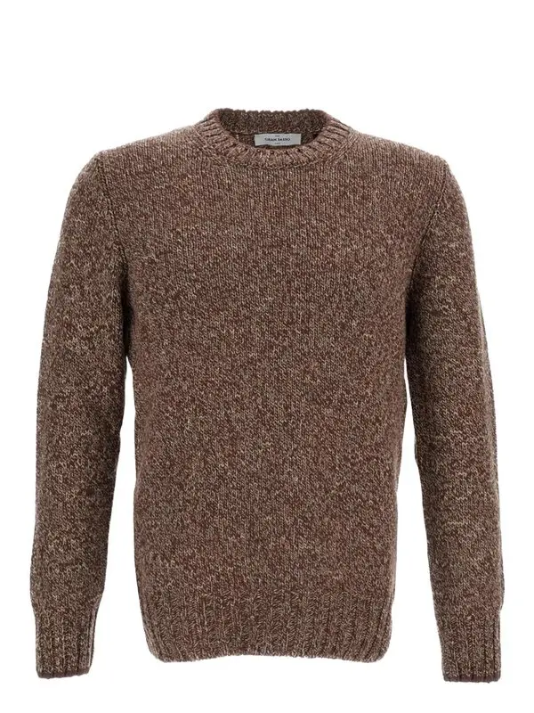 GRAN SASSO Herringbone Crew-neck Sweater - Brown