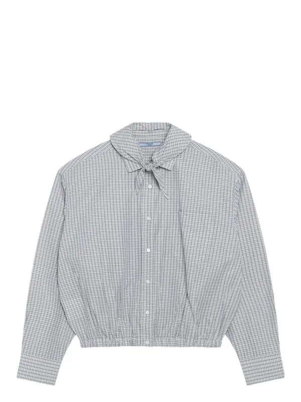 Prada Madras Fabric Shirt With Tie Neck - Light Brown