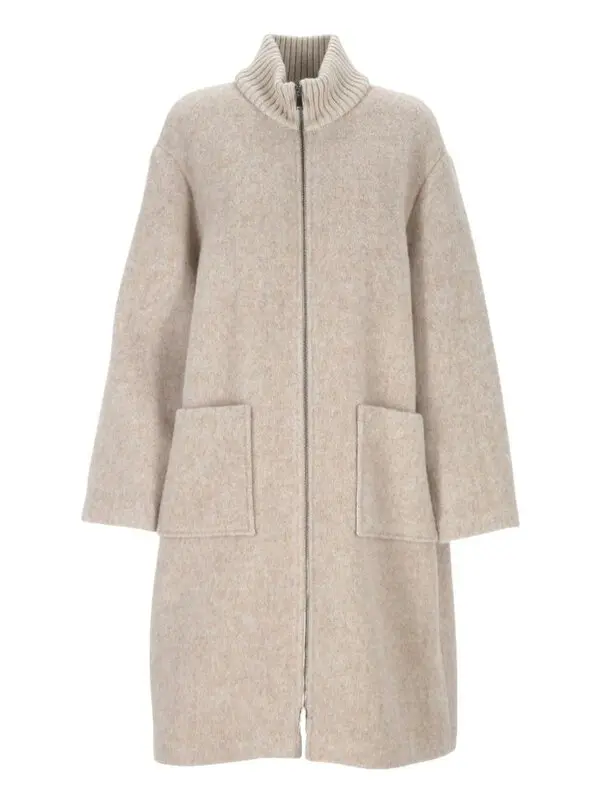 Lorena Antoniazzi High Collar Zip Up Coat - Nude