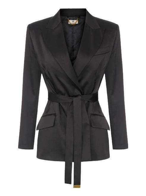 Elisabetta Franchi Belted Satin Jacket - Black