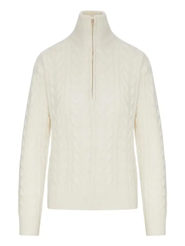 Max Mara Zip Detailed High Neck Jumper - White