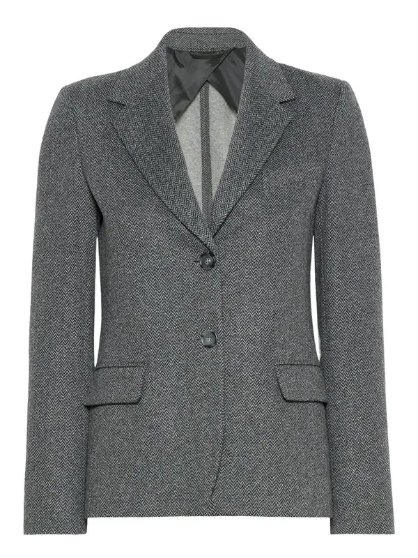 Max Mara Feroce Herringbone Blazer - Medium Gray