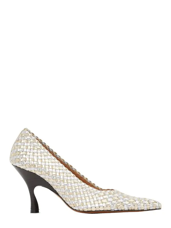 Stella McCartney Elsa Woven Metallic High Heels - Silver/gold