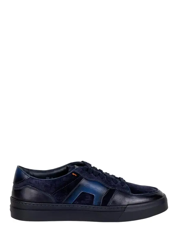 Santoni Round-toe Lace-up Sneakers - Black