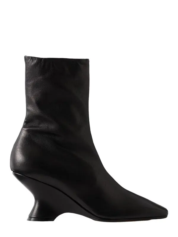 Dries Van Noten Leather Ankle Boots - Black