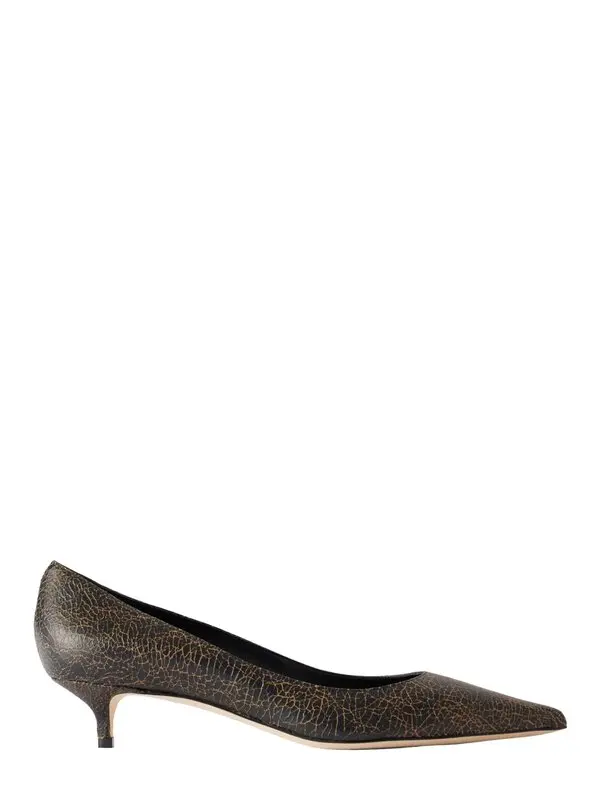 JIMMY CHOO Amelia 30 Crinkled Leather Pointed Toe Pumps - Black