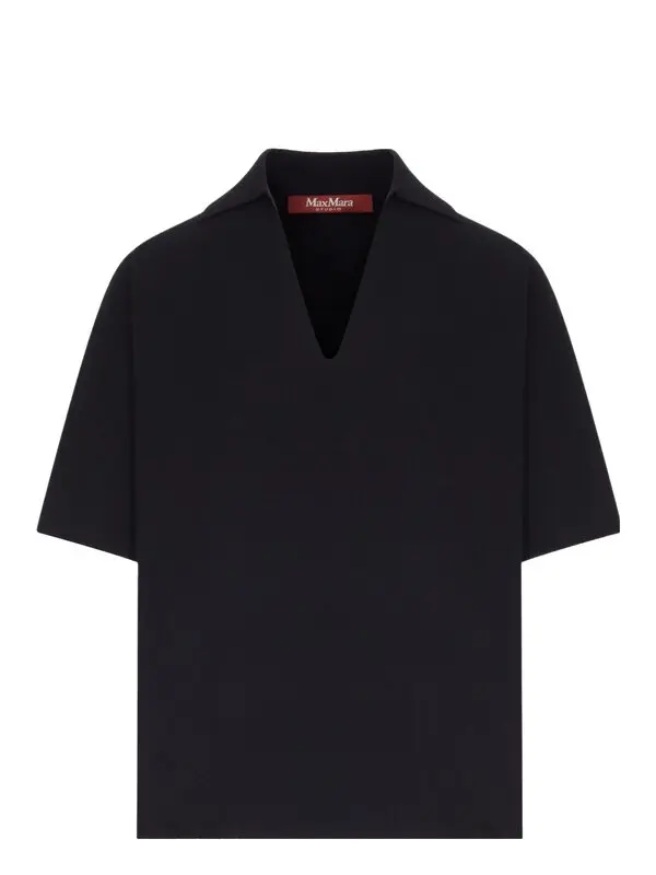 Max Mara Collared Short-sleeve Knit Top - Black