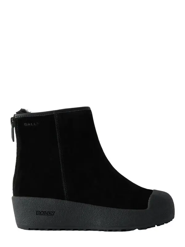 Bally 50mm Suede Boots With Shearling Lining - Black