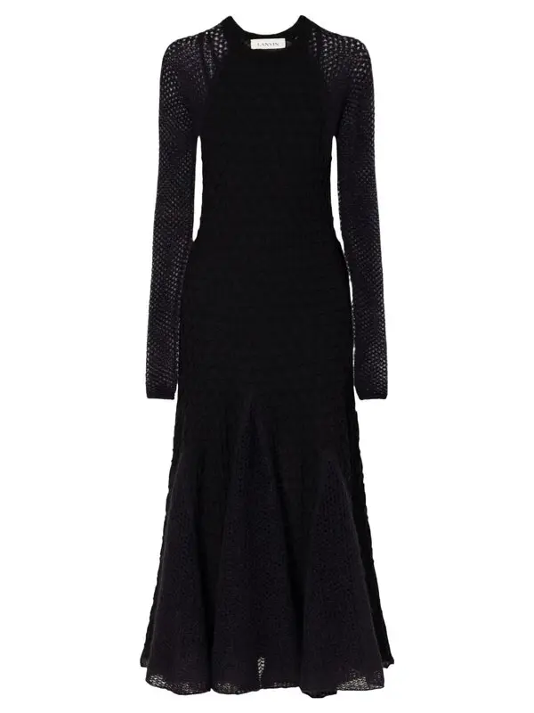LANVIN Open-knit Wool Maxi Dress - Black