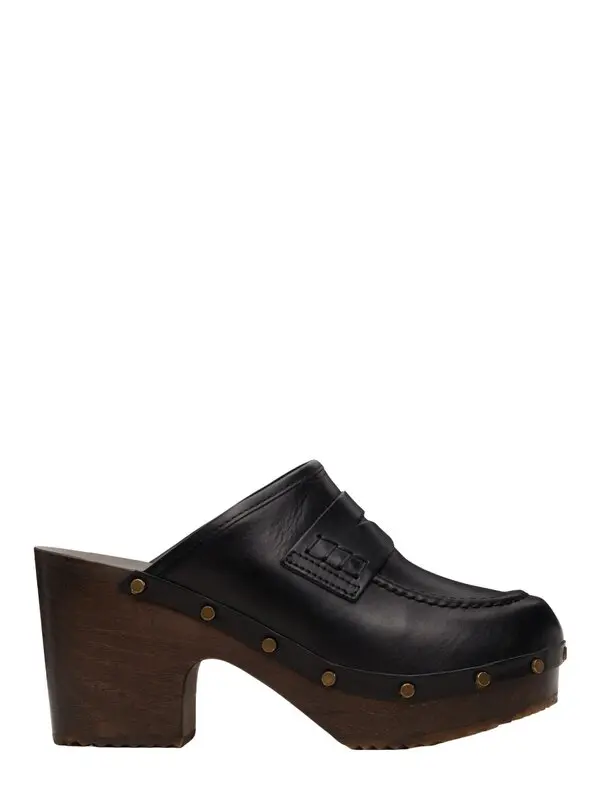 A.p.c. Les Sabots Mules With Wooden Block Heel - Black