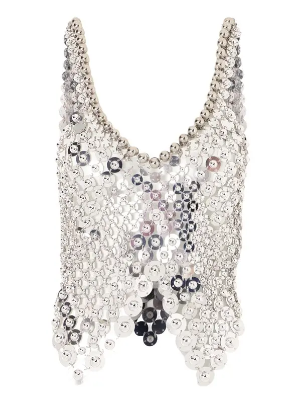 Rabanne Sequined Chainmail Tank Top - No
