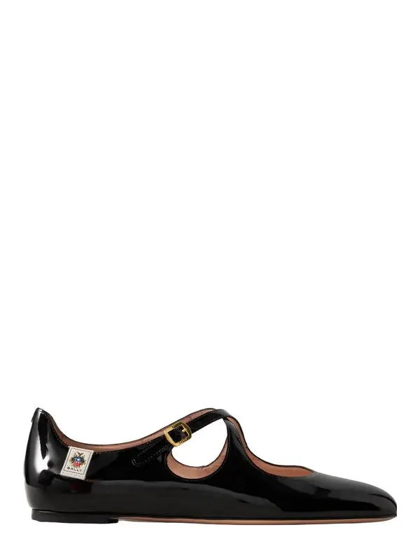 Bally Patent Leather Ballet Flats With Brand Crest Appliqu - Black