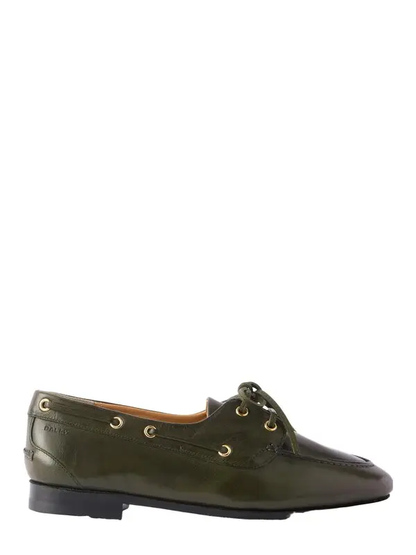 Bally Pathy Leather Boat Shoes - Black