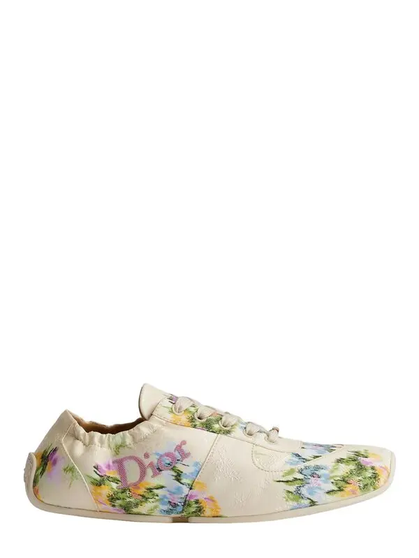 Dior Floral Embroidered Square Toe Sneakers - Multi-color