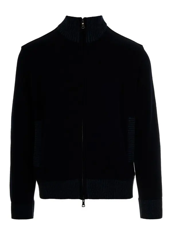 Paul & Shark Long-sleeved Knitted Zip-up Cardigan - Blue