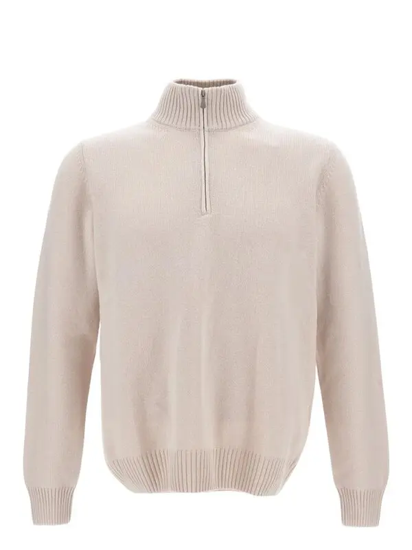 GRAN SASSO Long-sleeved Half-zip Jumper - Beige