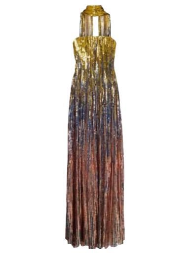 Elie Saab Strapless Gown With Sequined Scarf - Brown