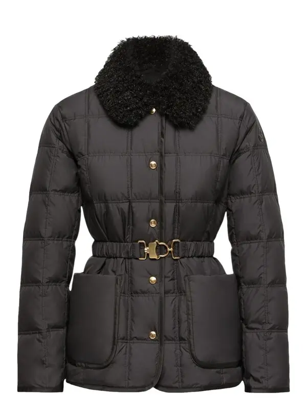 Moncler Cygnes Logo Patch Padded Jacket - Black
