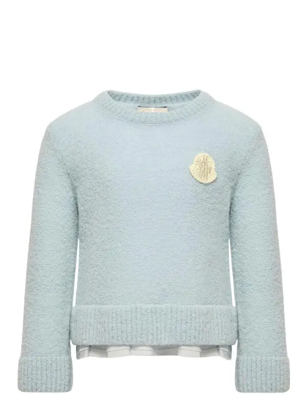 Moncler Embroidered Wool Blend Jumper - Light Blue