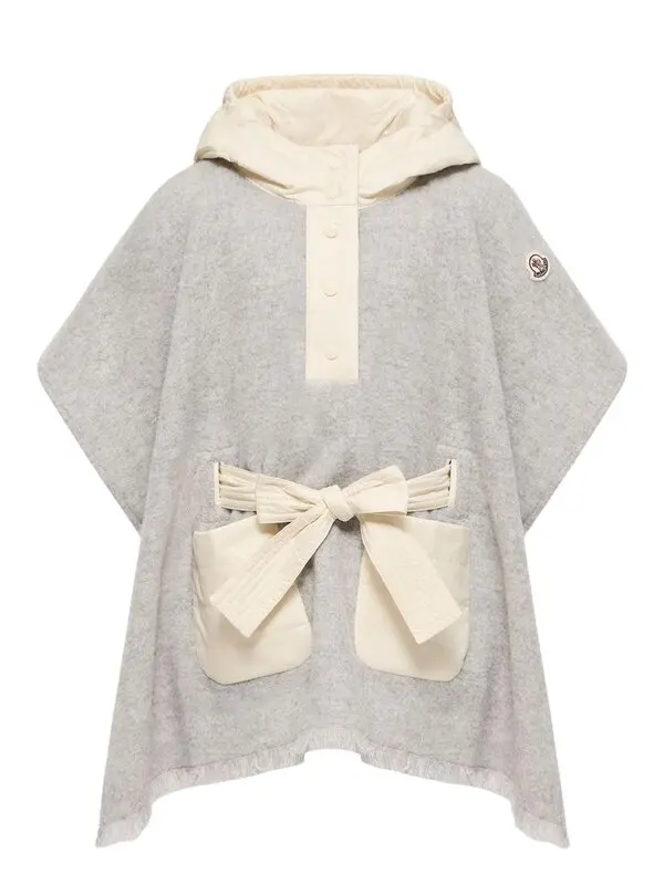 Moncler Padded Wool Hooded Cape - Grey