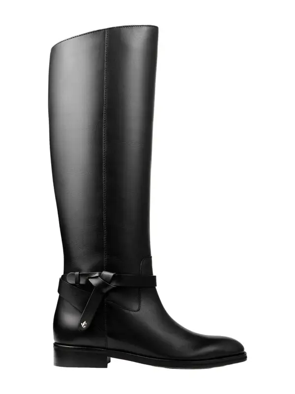 JIMMY CHOO Calf Leather And Soft Vachetta Knee High Boots - Black