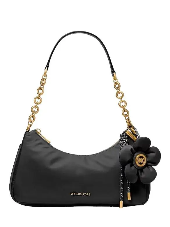 Michael Kors Medium Nolita Shoulder Bag With Flower Charm - Black
