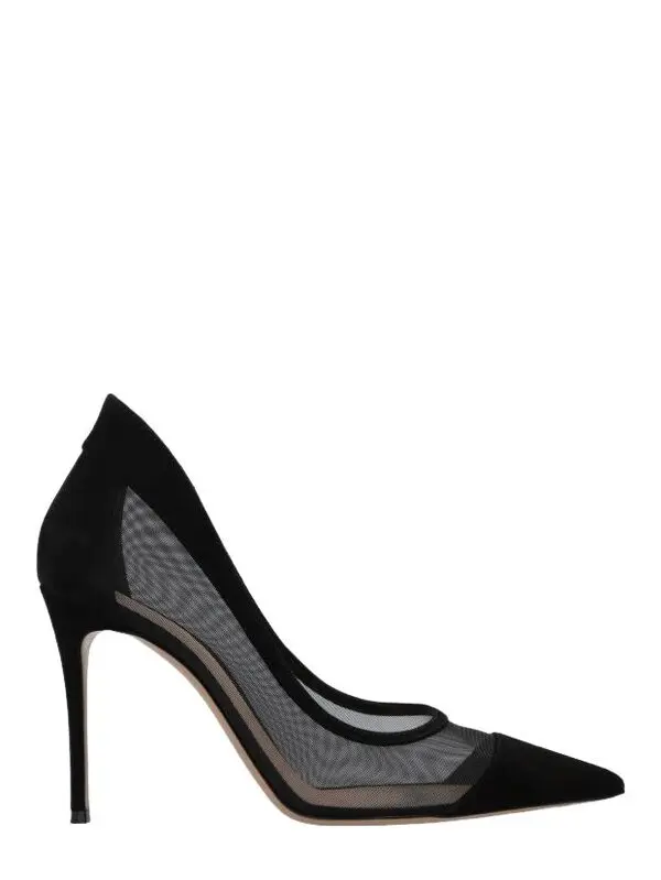 GIANVITO ROSSI Mesh Panelled Pointed Toe Pumps - Black