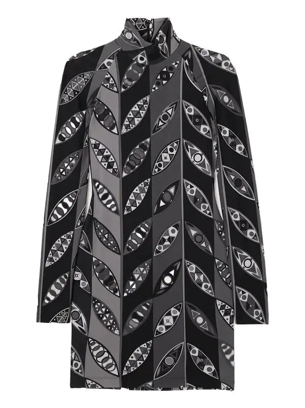 Emilio Pucci Printed Stretch-jersey Mini Dress - Black