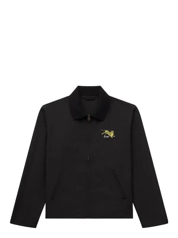 Kenzo Jumping Tiger" Embroidered Zip-up Coach Jacket - Black