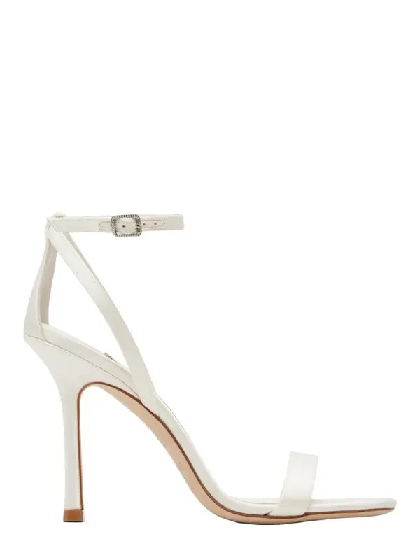 JIMMY CHOO Moza 100 Satin Crystal Buckle High-heeled Sandals - Ivory